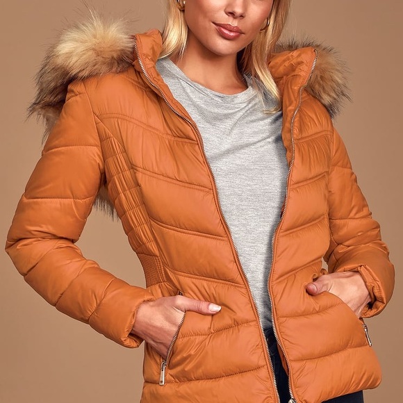 LA Coalition | Jackets & Coats | La Coalition Rust Orange Fitted Puffer ...